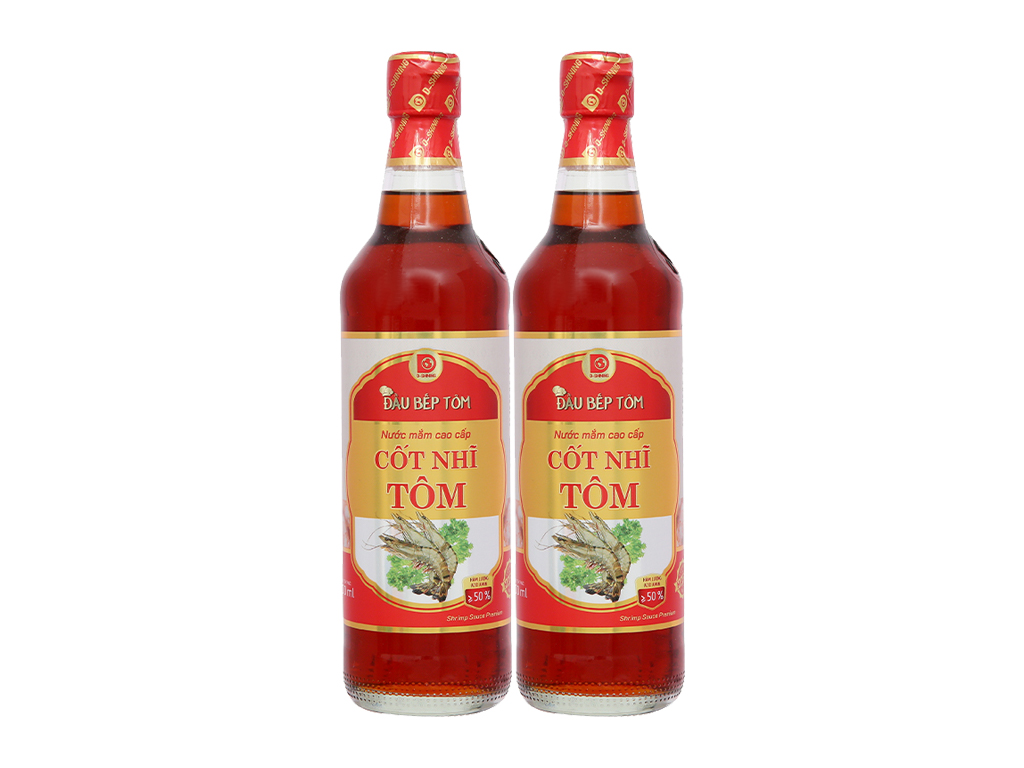 2 chai nước mắm cao cấp cốt nhĩ tôm Đầu Bếp Tôm 18 độ đạm 500ml